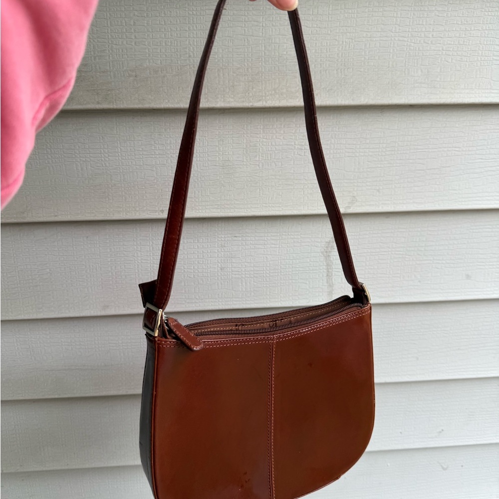 Vintage Mini Fossil 1954 Rich Brown Leather Shoulder … - Gem